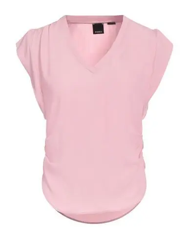 Pinko Acetate And Silk V-neck Top With Gathered Detailing - Pink
