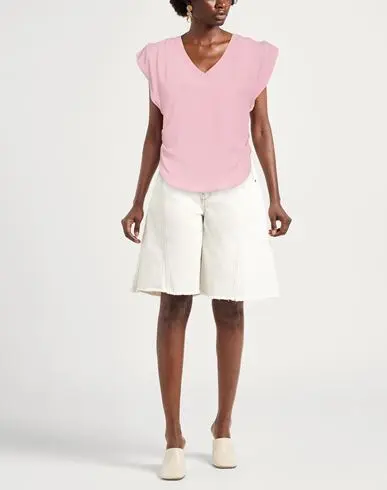 Pinko Acetate And Silk V-neck Top With Gathered Detailing - Pink