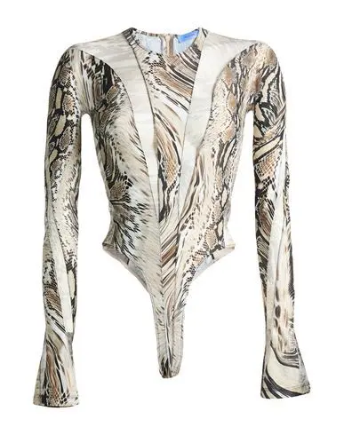 MUGLER Snakeskin Print Long Sleeve Bodysuit