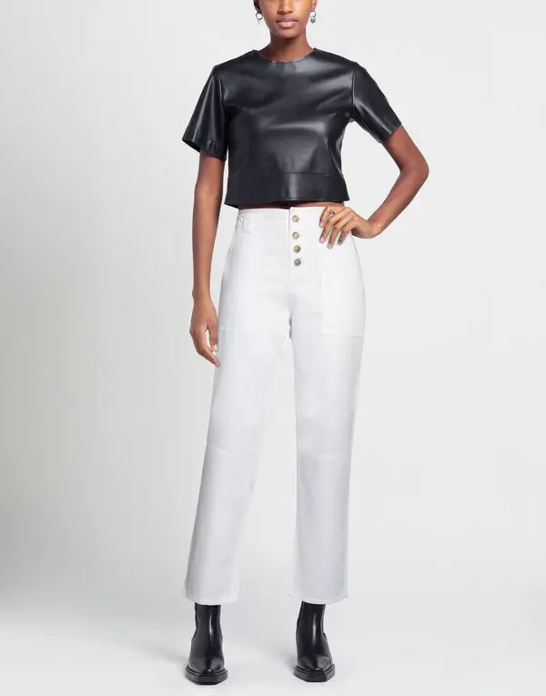 SEMICOUTURE Cotton Linen High Waisted Tapered Leg Chinos