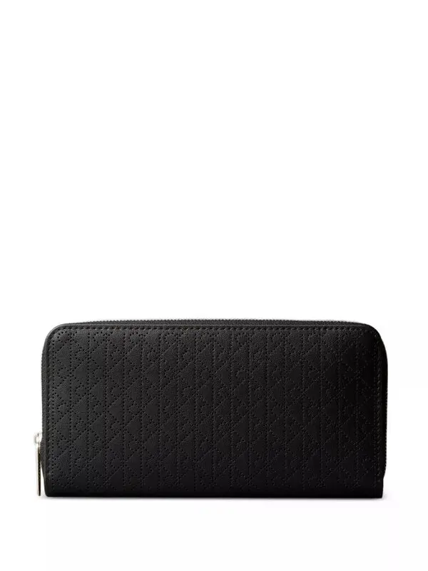 Calvin Klein Perforated-monogram Zip-around Wallet - Black