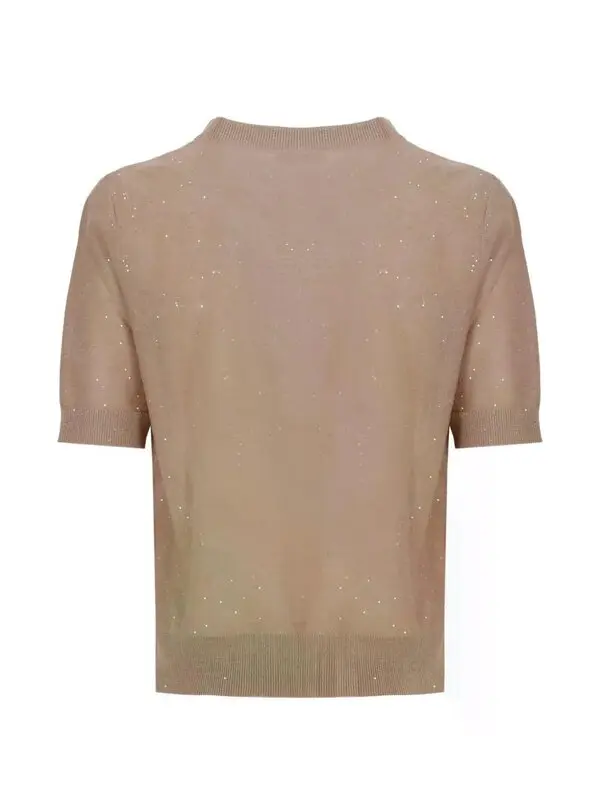 KANGRA Sequin Embellished Short-sleeve Sweater - Neutrals