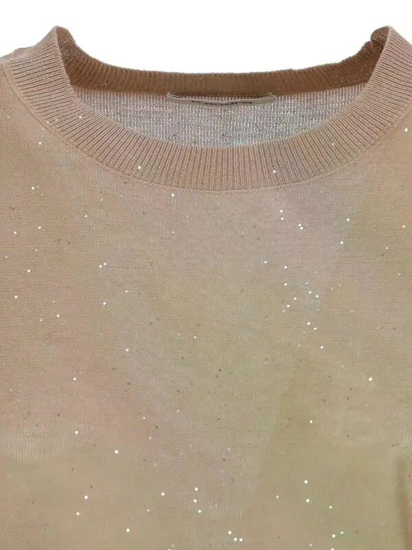 KANGRA Sequin Embellished Short-sleeve Sweater - Neutrals