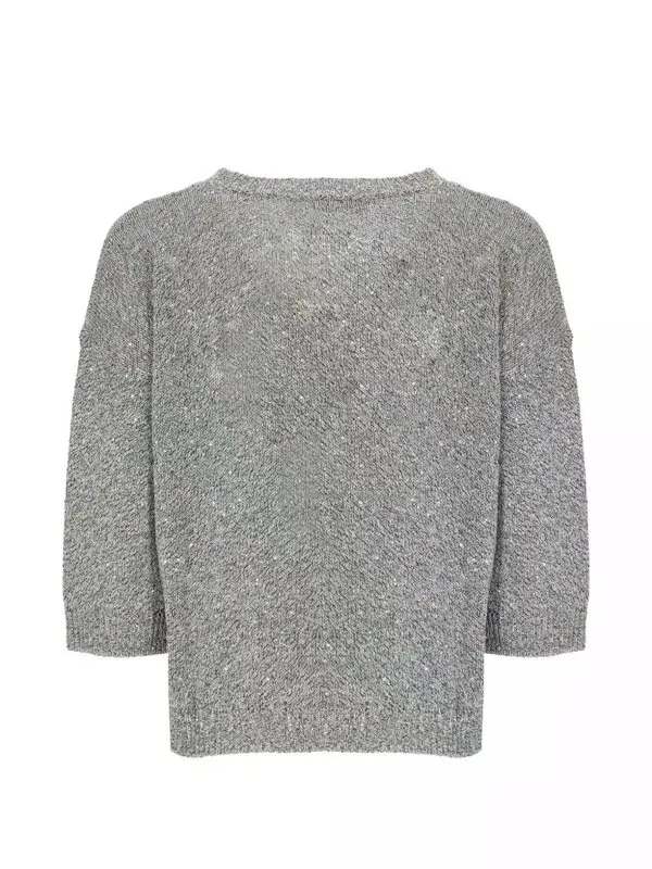 KANGRA V-neck Sequin Embellished Sweater - Grey