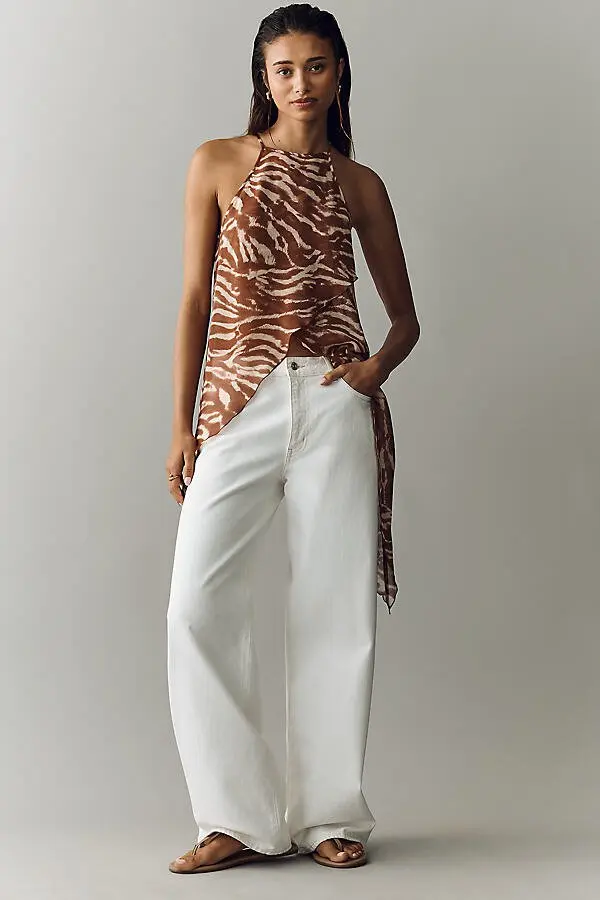 MARE MARE Sheer Asymmetrical Halter Tunic Top