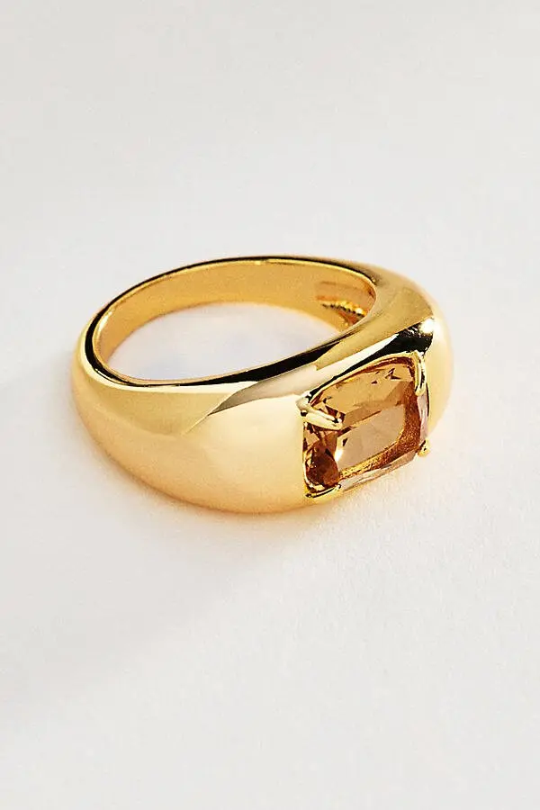 Anthropologie Rectangular Stone Statement Ring - Neutral
