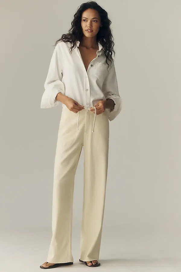 DL1961 Sienna Aura Drawstring Low-slung Wide-leg Jeans - Prosecco