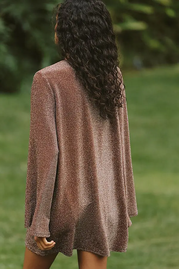 Anthropologie Long-sleeve Shimmer Kaftan - Chocolate