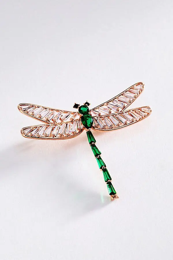 BLOSSOM BOX Dragonfly Brooch With Crystal Stones