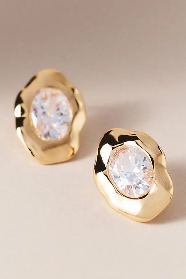 Ettika Molten Glow Crystal Stud Earrings - Gold