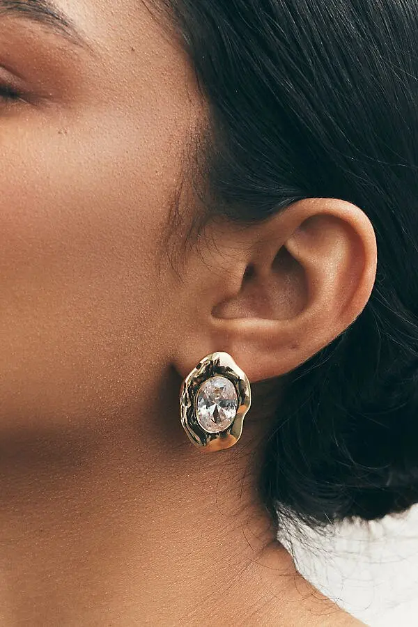 Ettika Molten Glow Crystal Stud Earrings - Gold