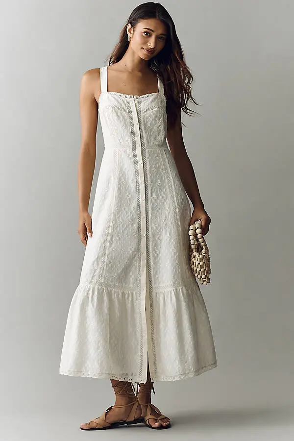 Paige Kelli Dress With Embroidered Detail - Ivory
