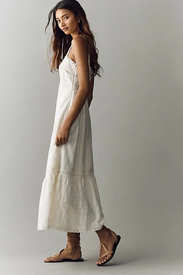 Paige Kelli Dress With Embroidered Detail - Ivory