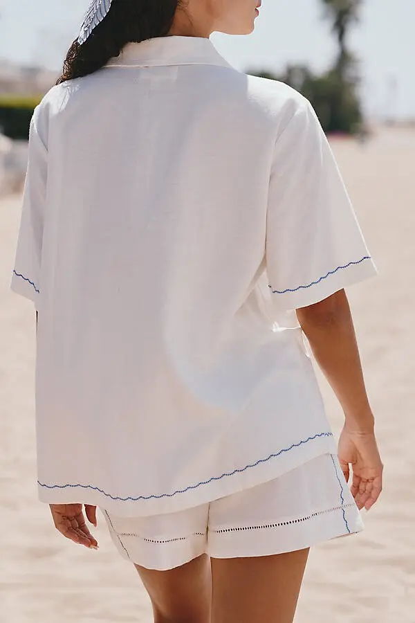 L*Space Embroidered Cotton Linen Blend Shirt