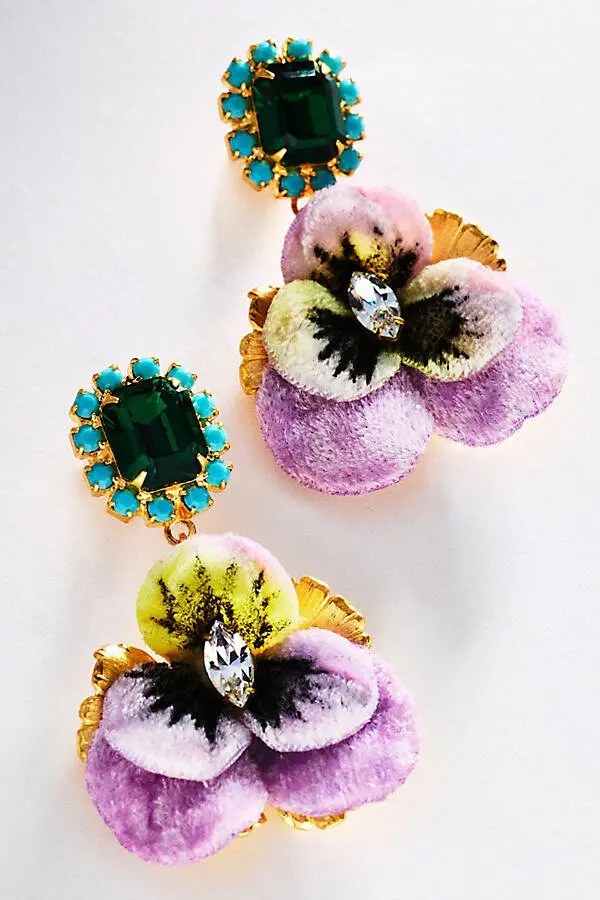 THE PINK REEF Pansy Drop Earrings - Lavender