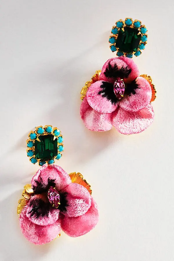 THE PINK REEF Pansy Drop Earrings - Pink