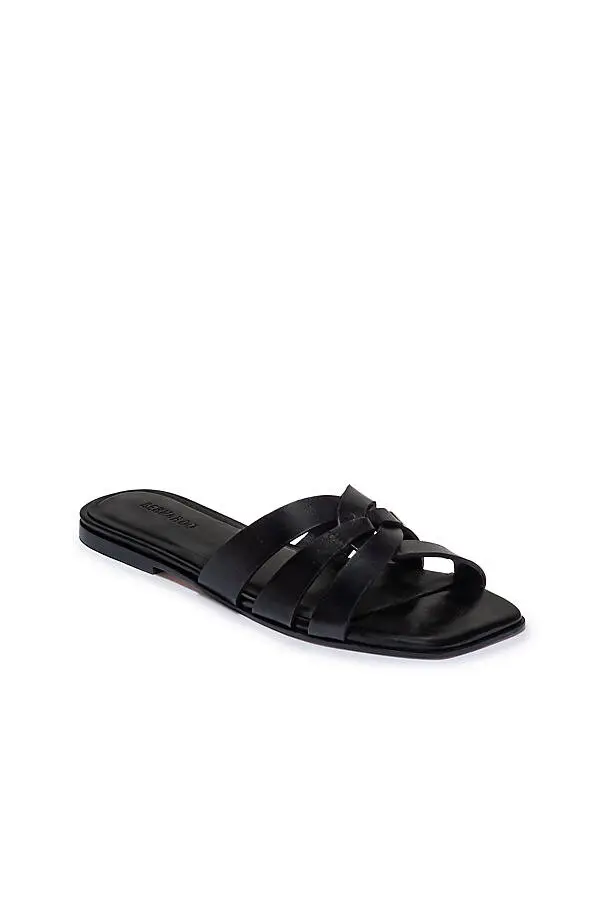 Bernardo Oxford-05 Metallic Leather Slides - Black
