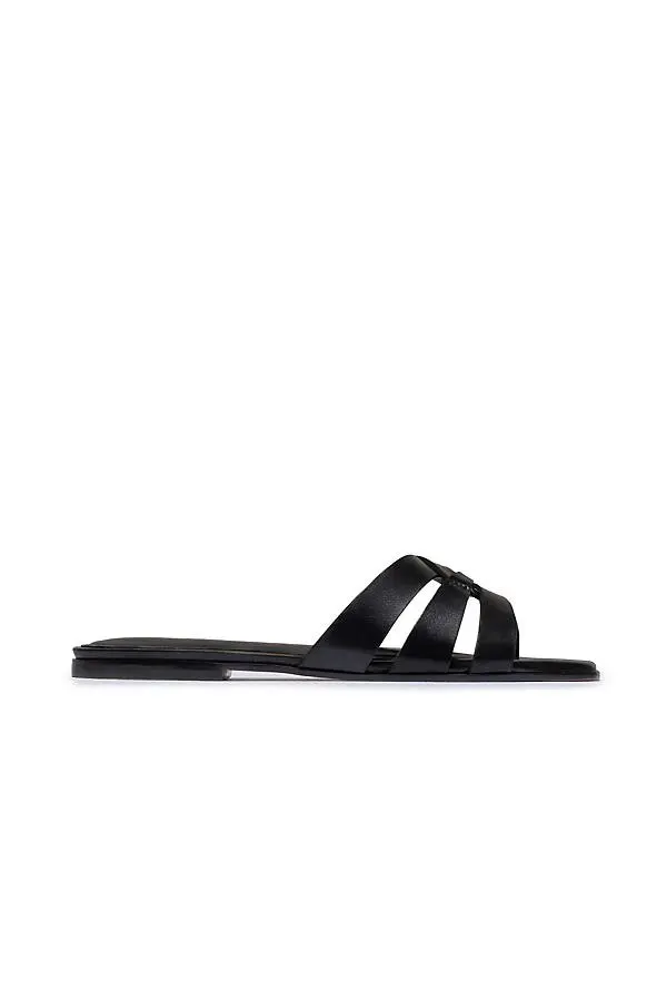 Bernardo Oxford-05 Metallic Leather Slides - Black