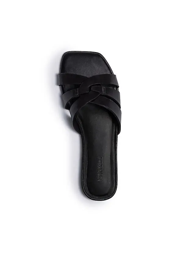 Bernardo Oxford-05 Metallic Leather Slides - Black