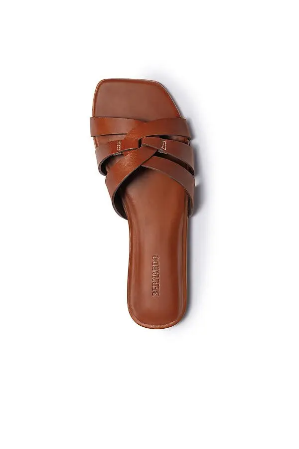 Bernardo Braided Leather Slides - Brown