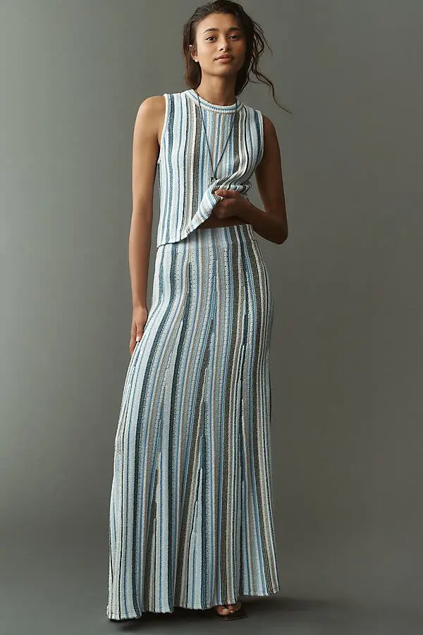 Barbour Josie Knit Maxi Skirt - Blue Stripe
