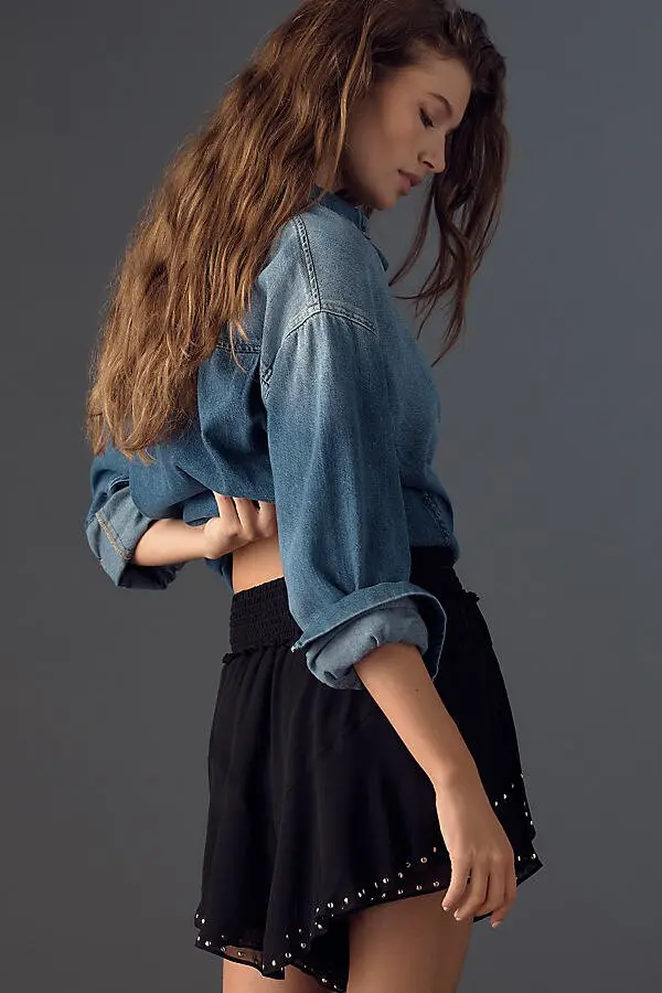 Anthropologie Studded Chiffon Skort