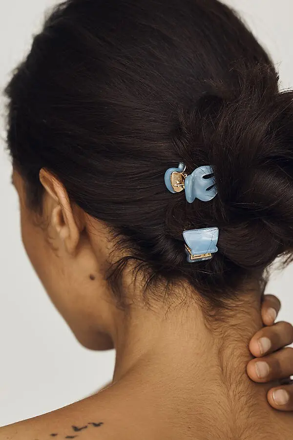 Anthropologie Mini Claw Clips, Set Of 6 - Blue