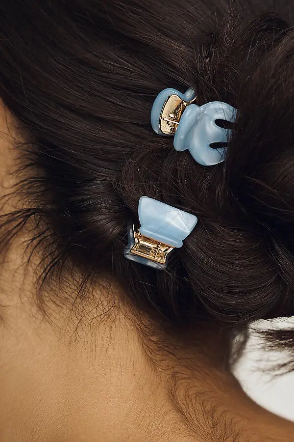 Anthropologie Mini Claw Clips, Set Of 6 - Blue
