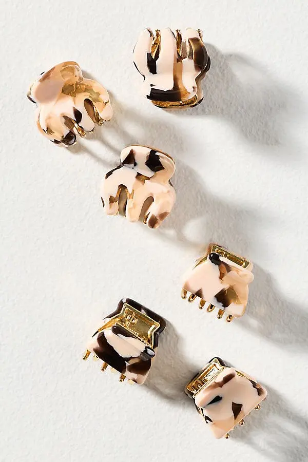 Anthropologie Mini Claw Clips, Set Of 6 - Cow