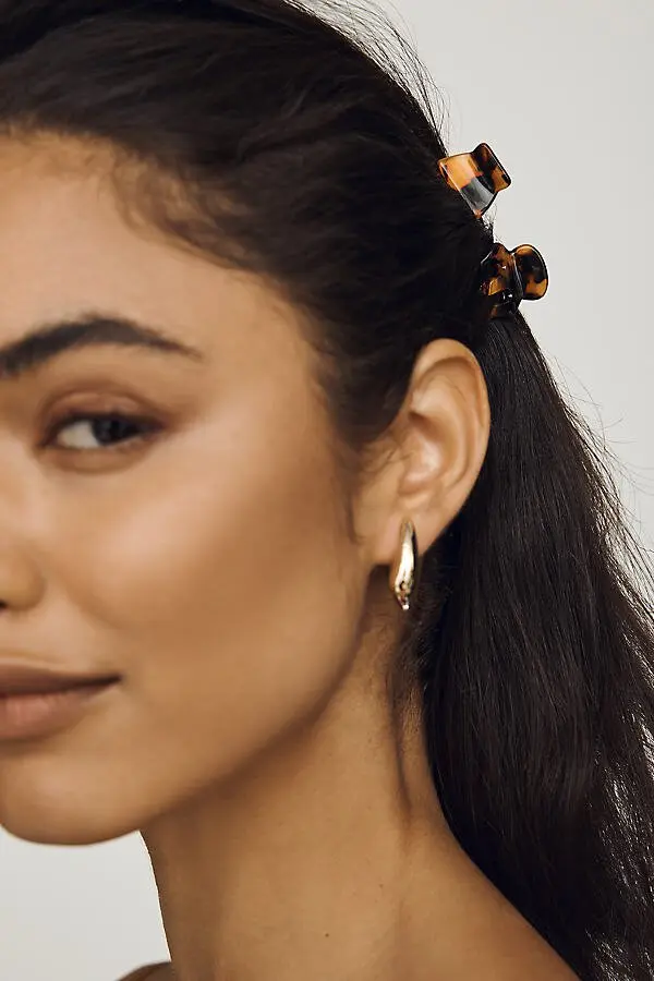 Anthropologie Mini Claw Clips, Set Of 6 - Tortoise