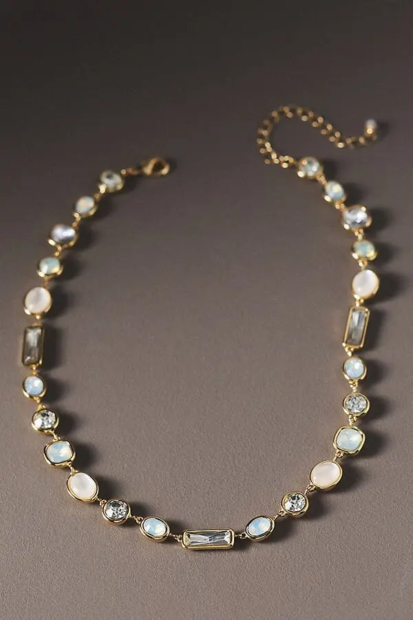 Anthropologie Mixed Stone Bezel Necklace