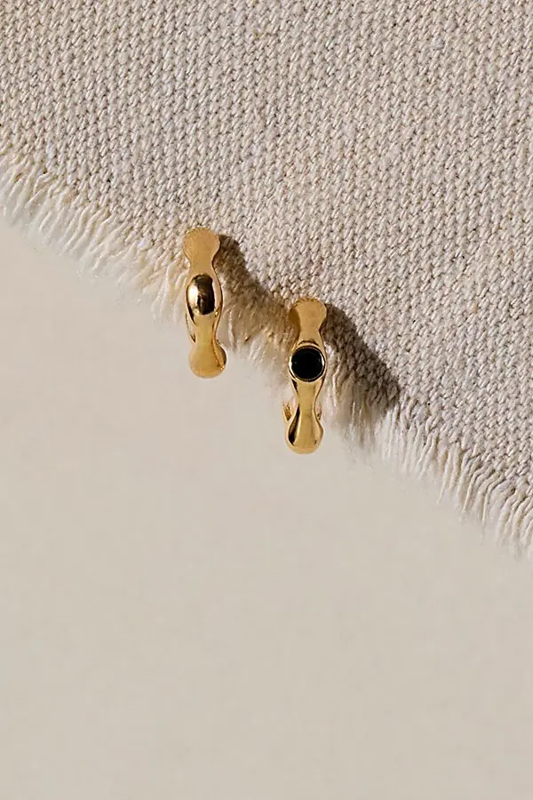 Free People Nyx Hoops With Onyx Detail - Gold/onyx