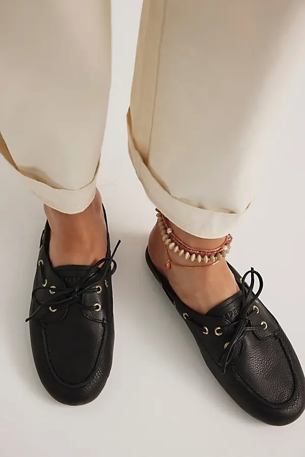 Sperry Slim Boat Mules - Black