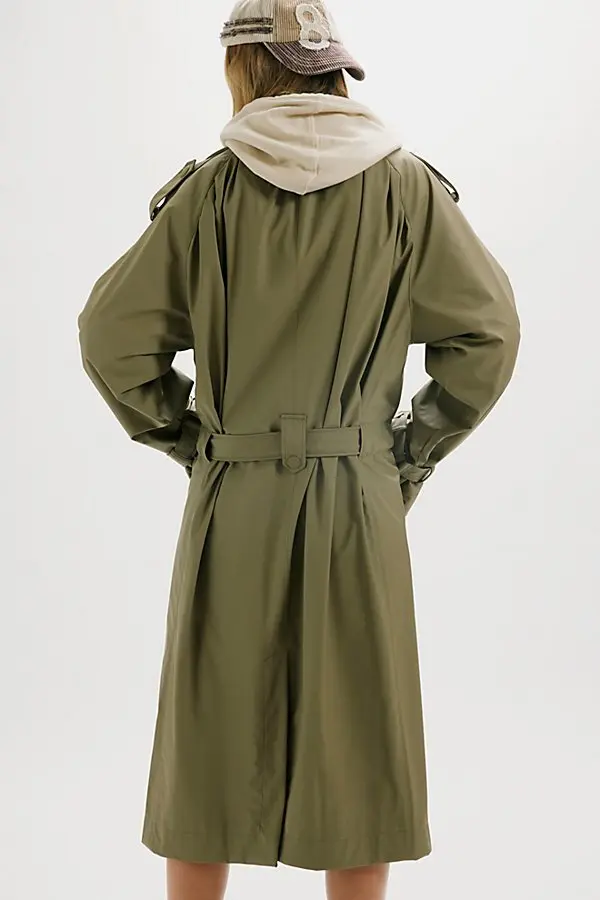 Rains Waterproof Trench Coat With Belted Waist And Epaulettes