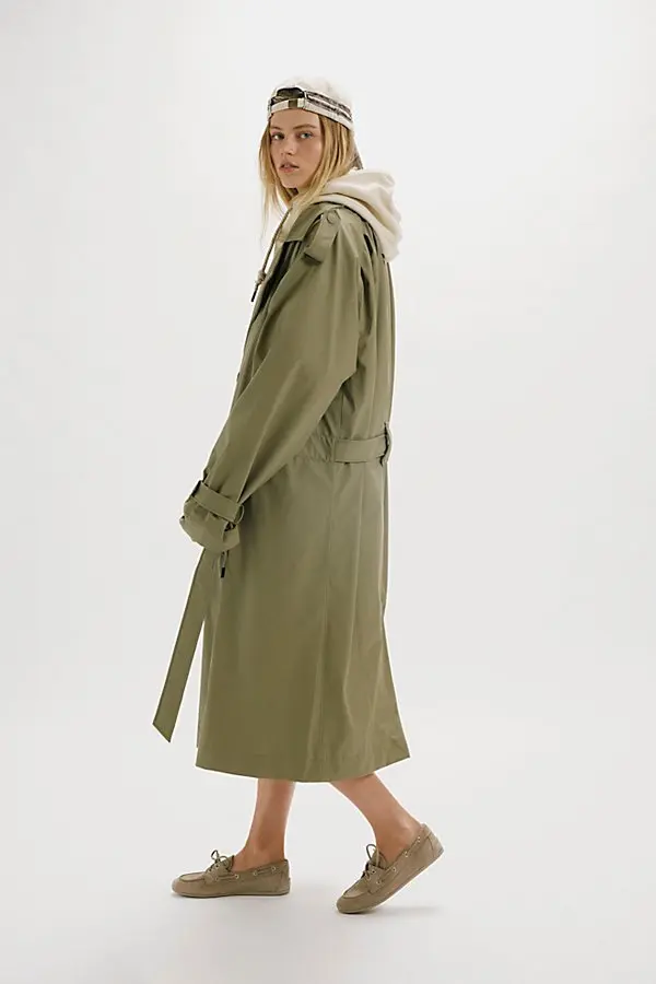 Rains Waterproof Trench Coat With Belted Waist And Epaulettes