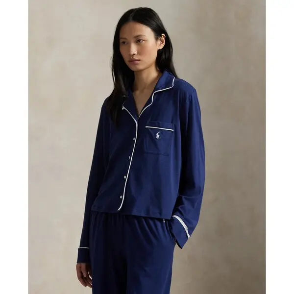 Ralph Lauren Long-sleeve Jersey Pajama Set - Navy