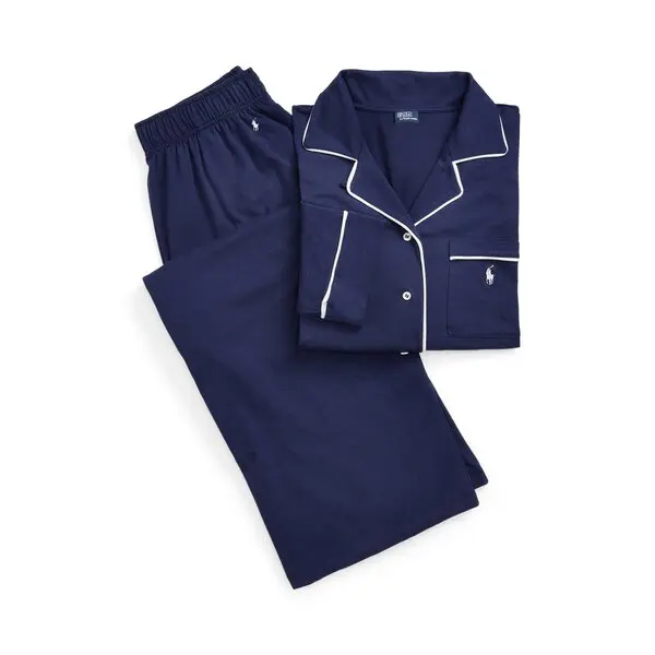 Ralph Lauren Long-sleeve Jersey Pajama Set - Navy