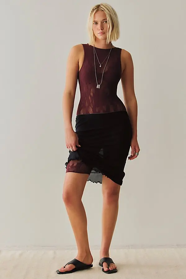 Free People Sheer Lace Bike Short Romper