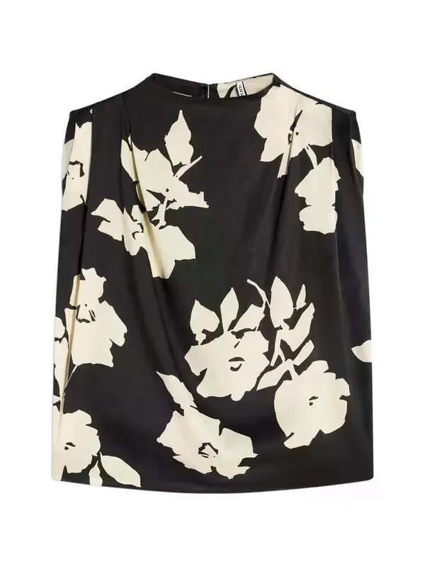 Liviana Conti Sleeveless Floral Print Top - Black