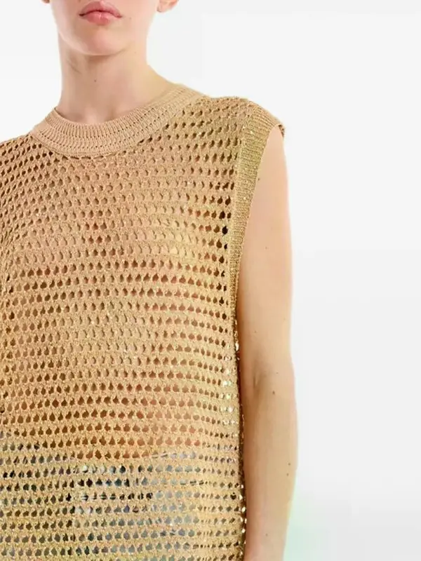 VICOLO Open-knit Side-slit Dress