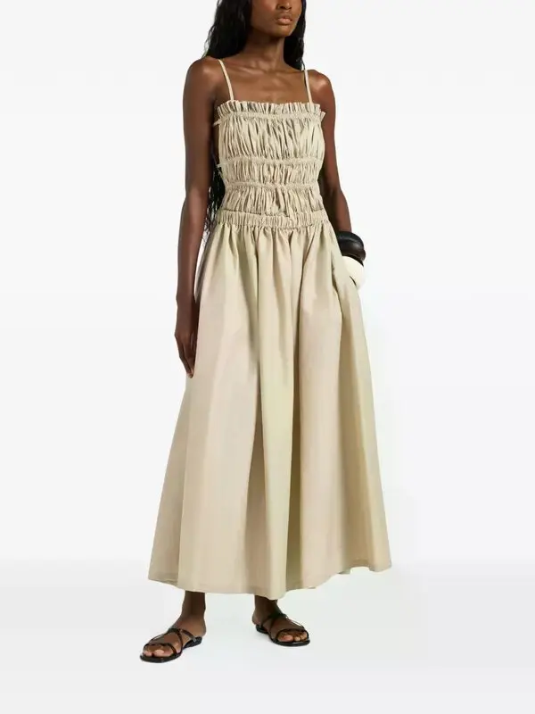 Liviana Conti Shannon Ruched-bodice Flared Dress - Neutrals