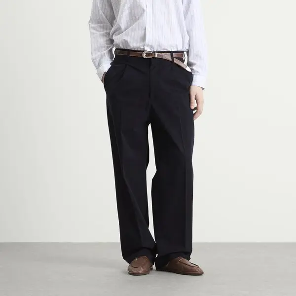 LE PERE Pleated Cotton Trousers