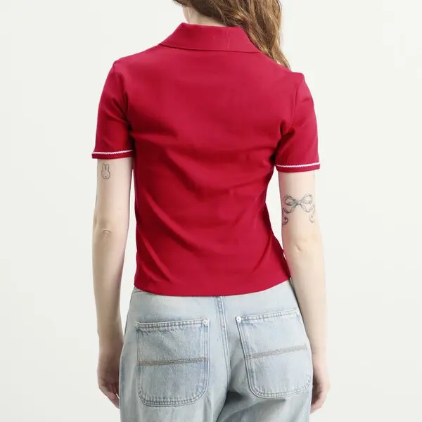 MARINE SERRE Organic Cotton Polo Shirt - Red