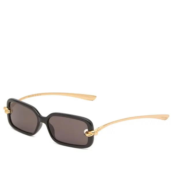 Bottega Veneta Rectangle Sunglasses - Black/gold/grey