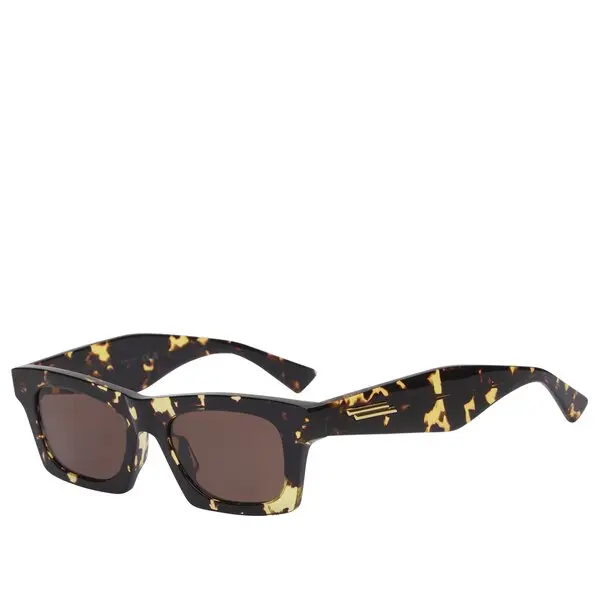 Bottega Veneta Bv1457s Rectangle Sunglasses - Havana/brown