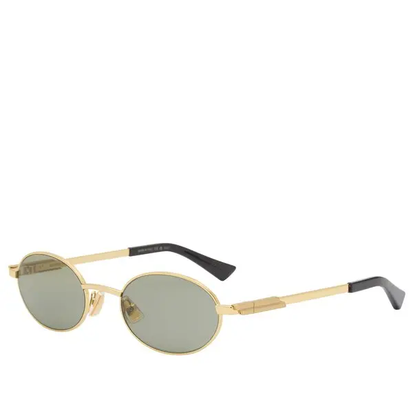 Bottega Veneta Bv1470s Oval Sunglasses - Gold/green