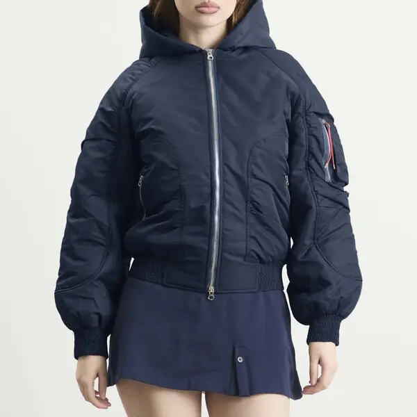 PEACHY DEN Penny" Padded Hooded Bomber Jacket
