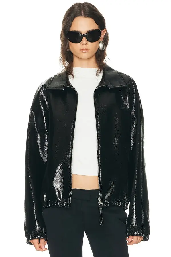 COURREGES Vinyl Zipped Bomber Jacket