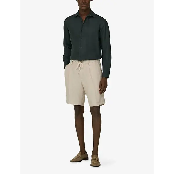 Boggi Milano Linen Bermuda Shorts With Drawcord Detail