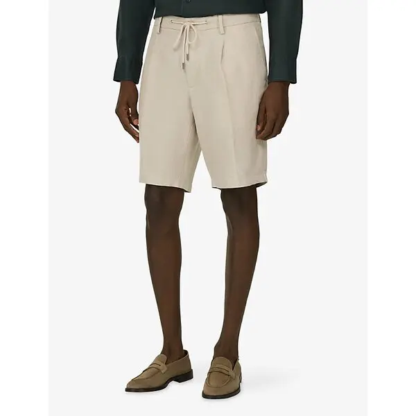 Boggi Milano Linen Bermuda Shorts With Drawcord Detail